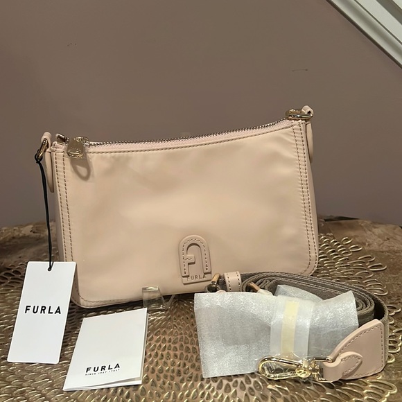 Furla | Bags | Furla Nylon And Leather Logo Crossbody Bag | Poshmark